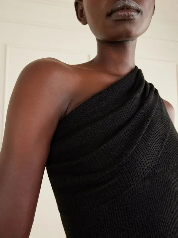 Rick Owens Athena One-shoulder Ribbed-knit Wool Top