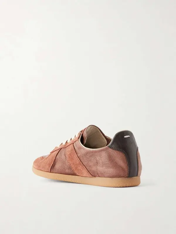 MAISON MARGIELA Replica Suede-trimmed Textured-leather Sneakers