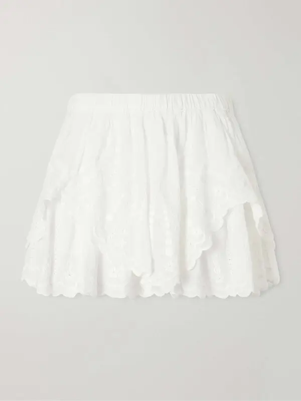 MARANT ETOILE Layle Broderie Anglaise Cotton Shorts - White