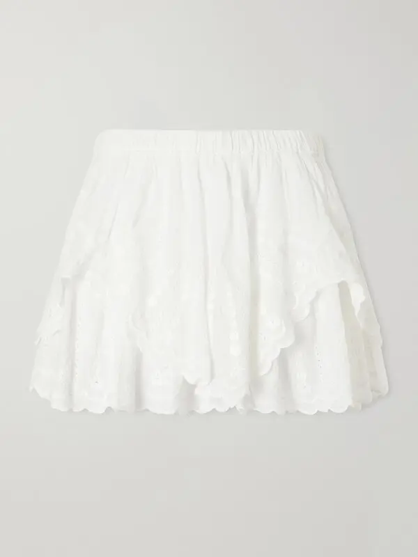 MARANT ETOILE Layale Broderie Anglaise Cotton Shorts - White