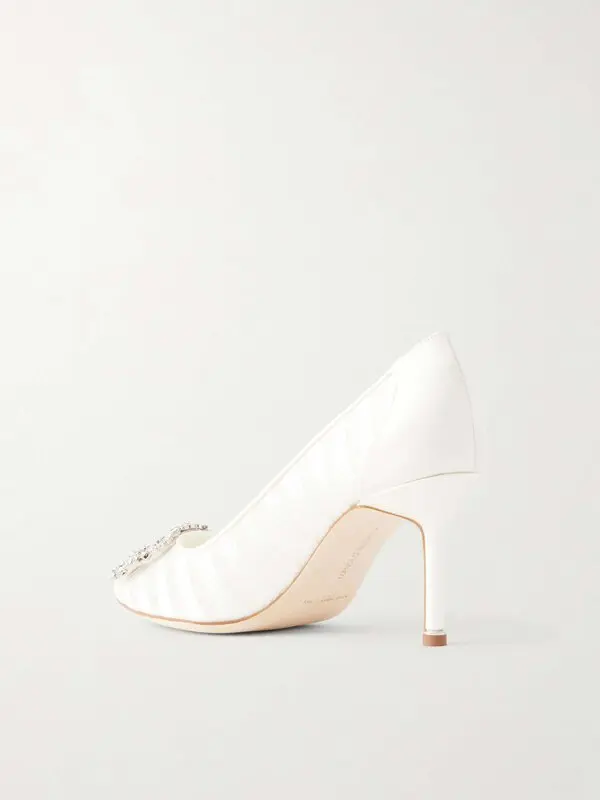 Manolo Blahnik Hangisila 70 Leather And Mesh Pumps