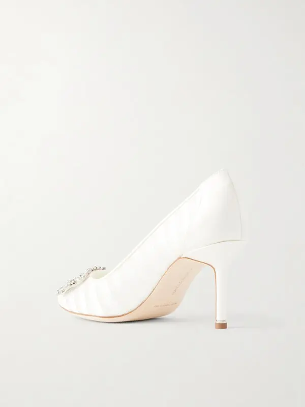 Manolo Blahnik Hangisila 70 Leather And Mesh Pumps