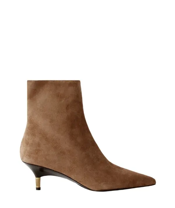 Khaite Bella Suede Zip Up Ankle Boots - Neutrals