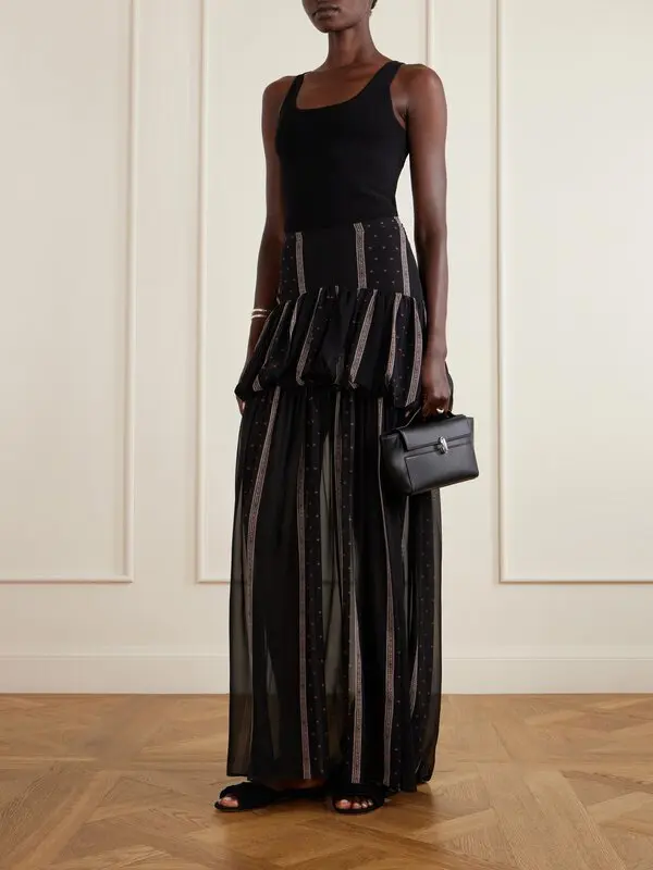 LIBEROWE Nina Striped Peplum Silk Maxi Skirt