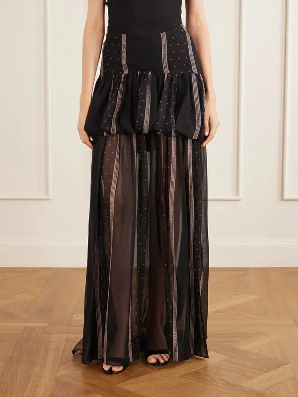 LIBEROWE Nina Striped Peplum Silk Maxi Skirt
