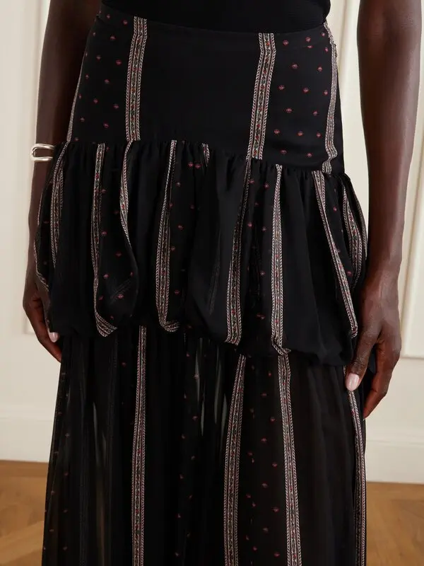 LIBEROWE Nina Striped Peplum Silk Maxi Skirt