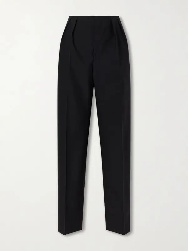 JIL SANDER Pleated Wool Straight-leg Trousers - Black
