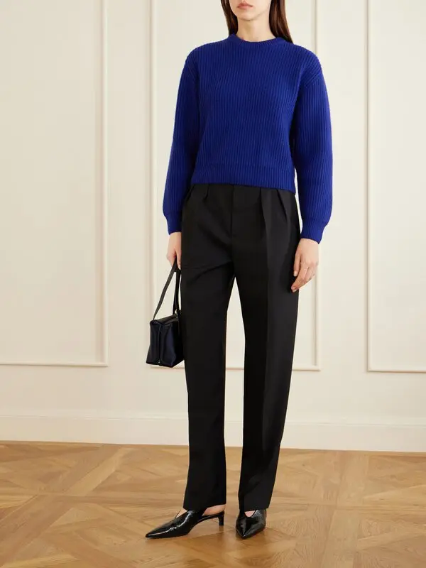 JIL SANDER Pleated Wool Straight-leg Trousers