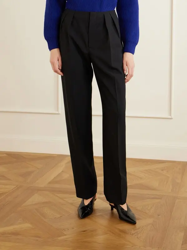 JIL SANDER Pleated Wool Straight-leg Trousers