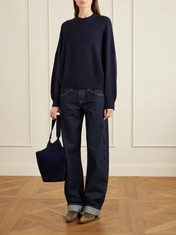 Khaite Lotus Suede Shoulder Bag