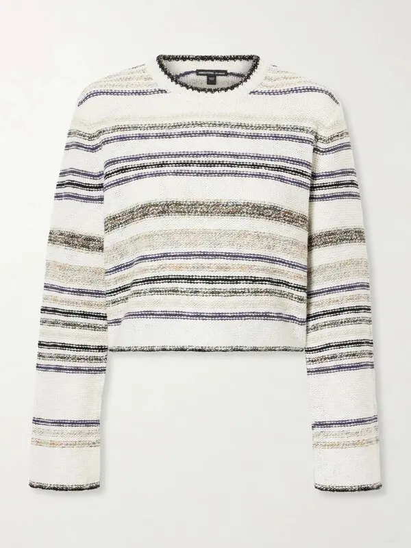 JAMES PERSE Striped Knitted Cotton-blend Sweater - Multi