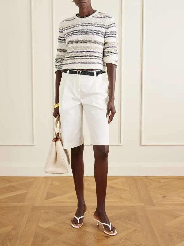 JAMES PERSE Striped Knitted Cotton-blend Sweater