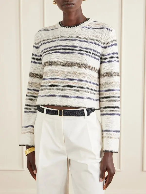 JAMES PERSE Striped Knitted Cotton-blend Sweater