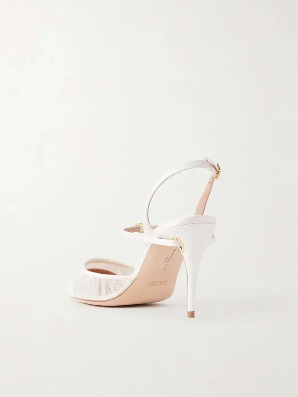 Jennifer Chamandi Mattia 85 Leather-trimmed Lace Pumps