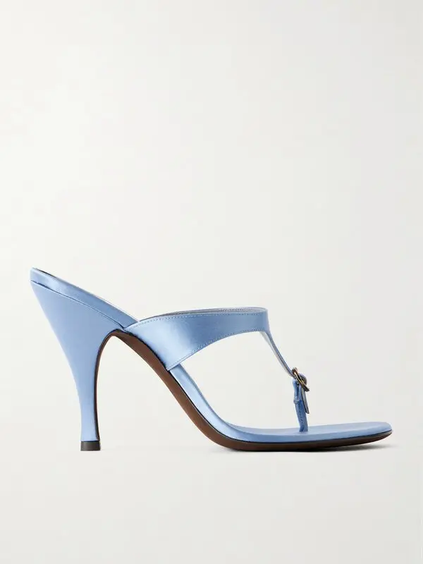 HERBERT LEVINE Kiss And Tell' Embellished Satin Thong Sandals - Blue