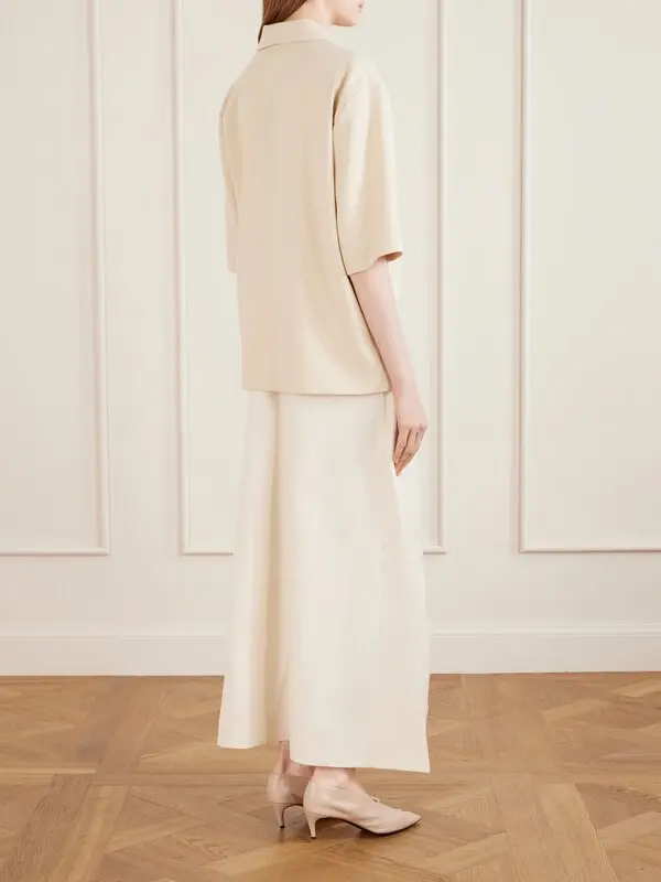 Khaite Loucin Naia-blend Crepe T-shirt - Neutrals