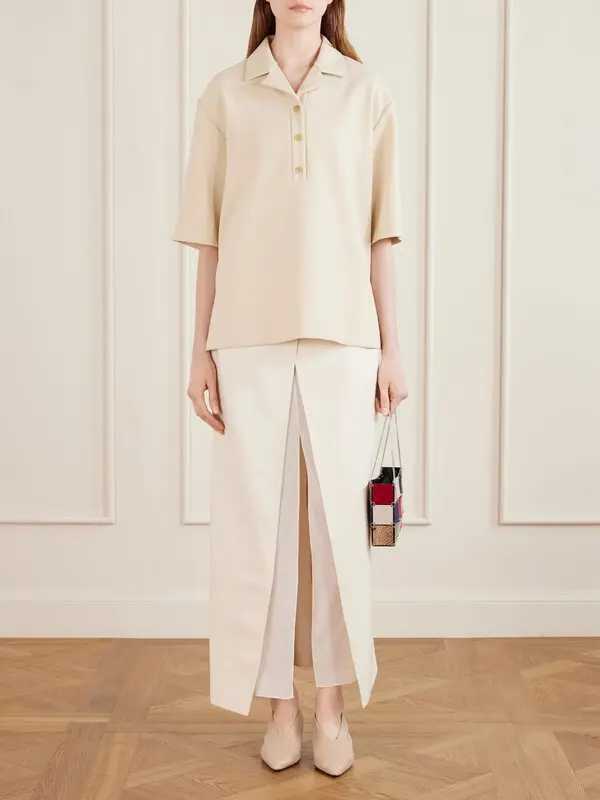 Khaite Loucin Naia-blend Crepe Polo Shirt