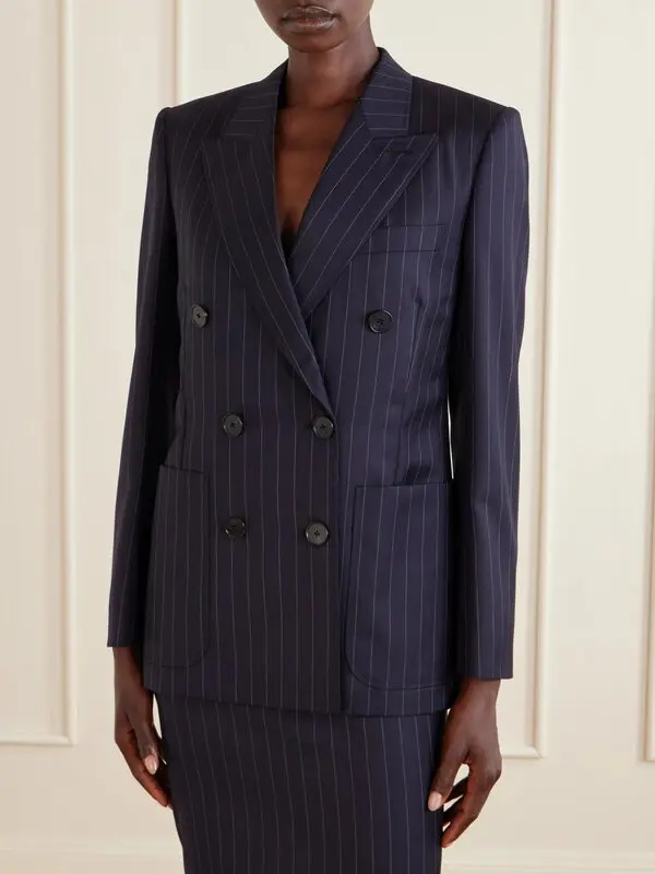 Givenchy Pinstripe Double-breasted Wool Blazer - Blue
