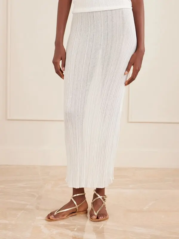 HAIGHT. Ivana Ribbed Knit Maxi Skirt - Neutrals