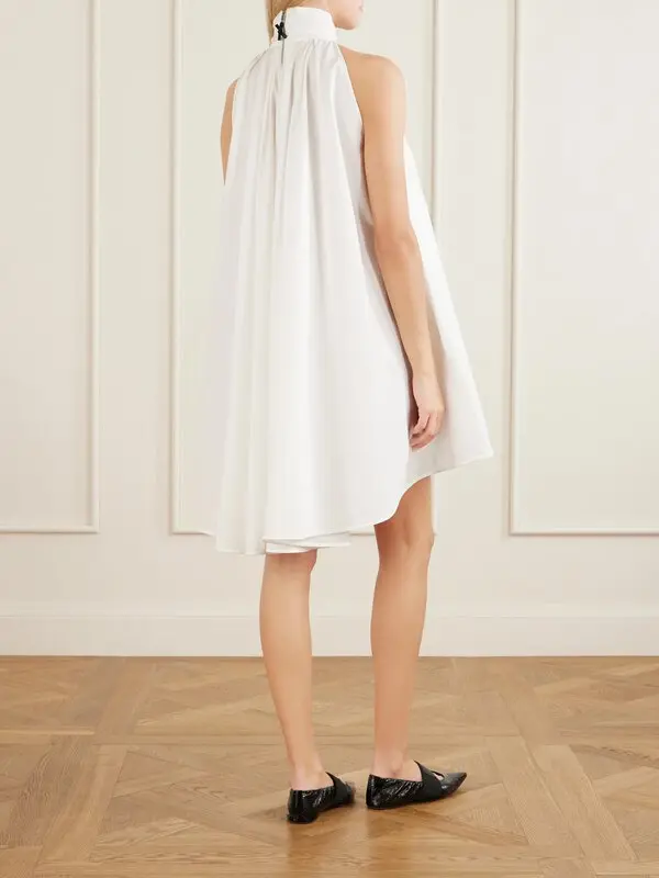 Givenchy Tie-detailed Pleated Cotton Mini Dress