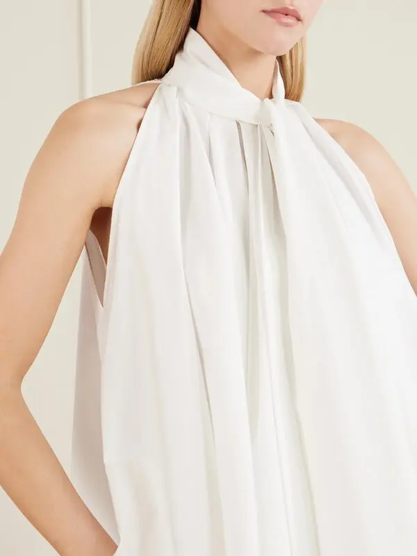 Givenchy Tie-detailed Pleated Cotton Mini Dress