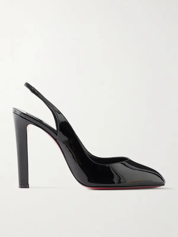 CHRISTIAN LOUBOUTIN Fannylove 100 Patent Leather Slingback Pumps - Black