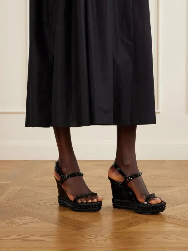 CHRISTIAN LOUBOUTIN Pyraclou 110 Studded Leather Wedge Sandals