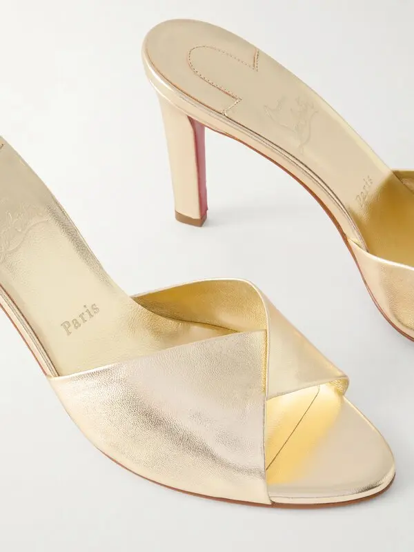 CHRISTIAN LOUBOUTIN Metallic Leather Fanny 85 Sandals - Gold
