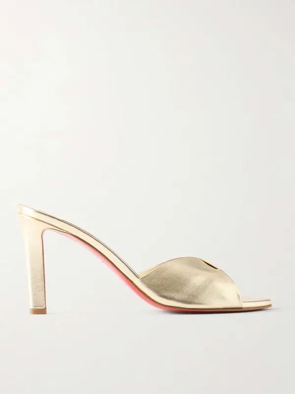 CHRISTIAN LOUBOUTIN Fanny 85 Metallic Leather Sandals - Silver