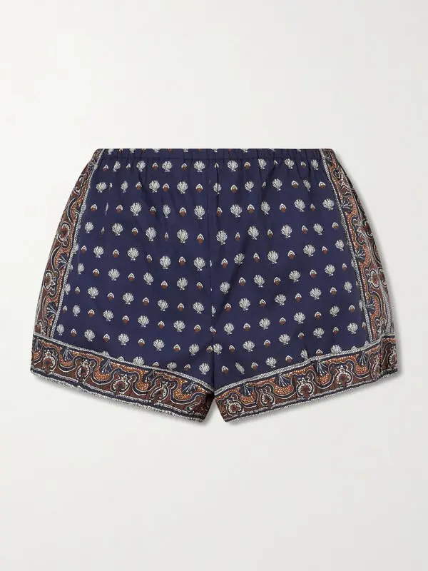DÔEN Vienna Printed Cotton Shorts - Blue
