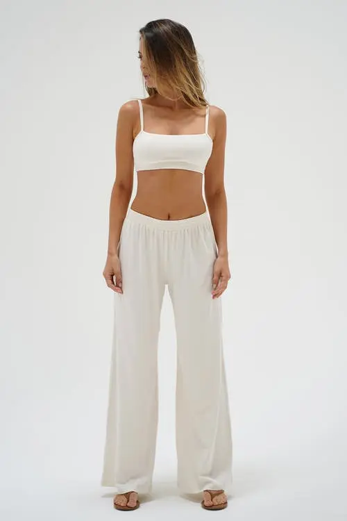 Lna Base Spandex Jersey Wide Leg Pants - Egret
