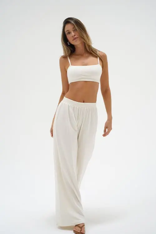 Lna Base Spandex Jersey Wide Leg Pants - Egret