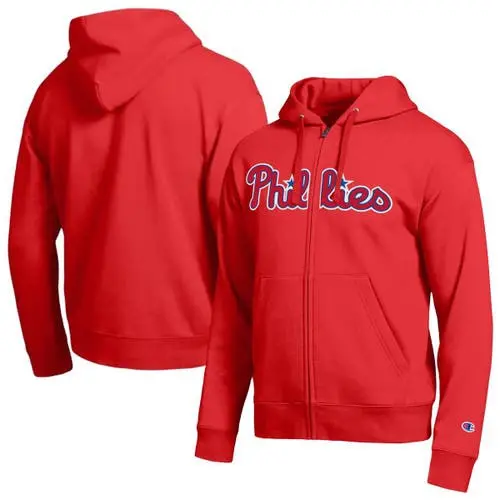 Champion Philadelphia Phillies All-star Wordmark Full-zip Hoodie - Red