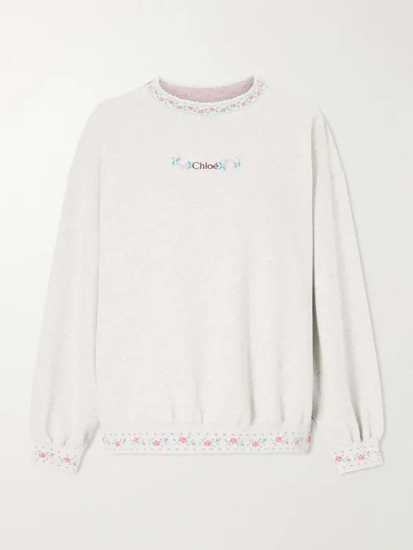 Chloé Logo-embroidered Scalloped Cotton-jersey Sweatshirt