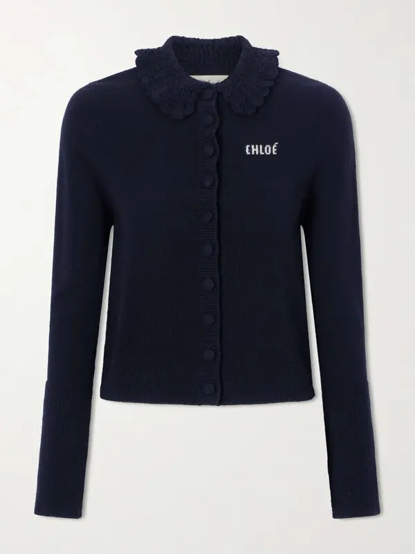 Chloé Logo Embroidered Wool Cardigan