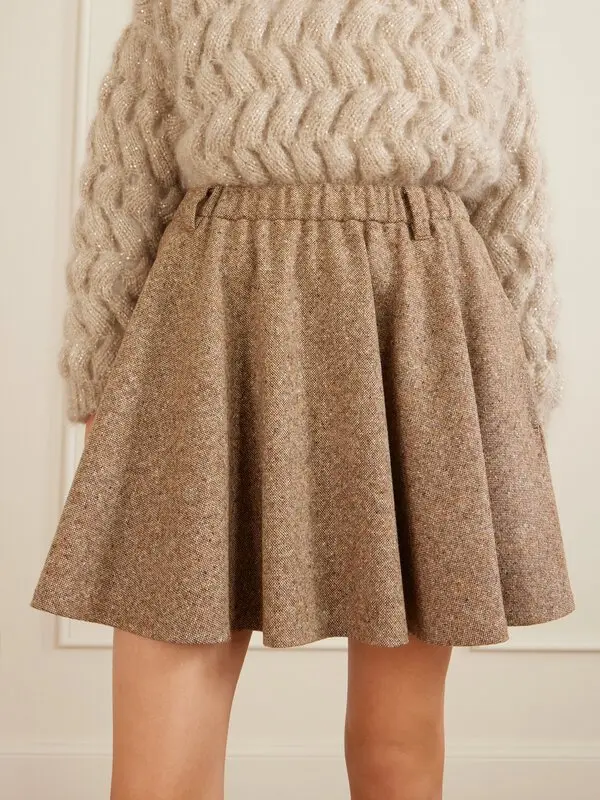 Brunello Cucinelli Pleated Wool-blend Tweed Mini Skirt