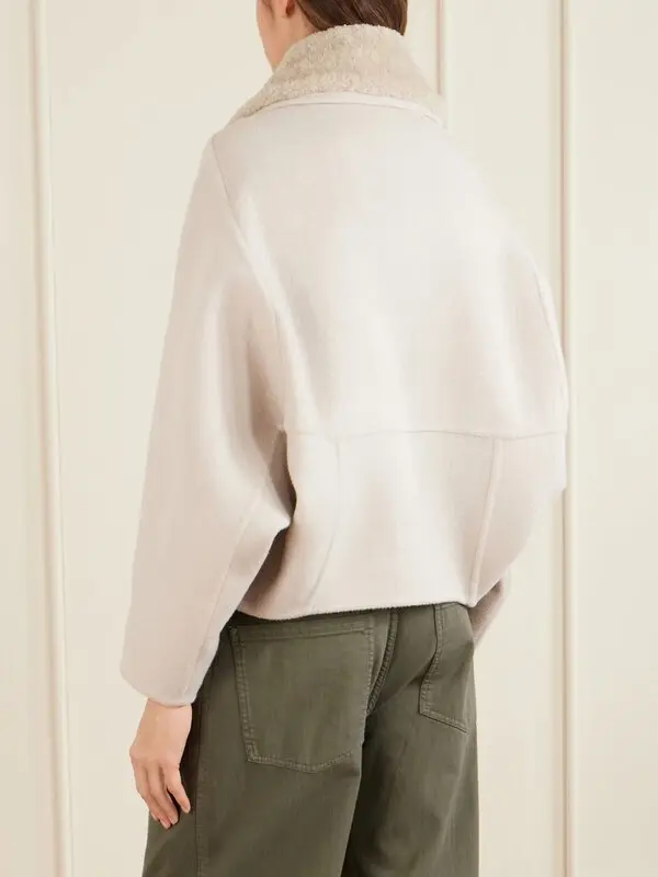 Brunello Cucinelli Shearling-trimmed Cropped Wool And Cashmere-blend Jacket