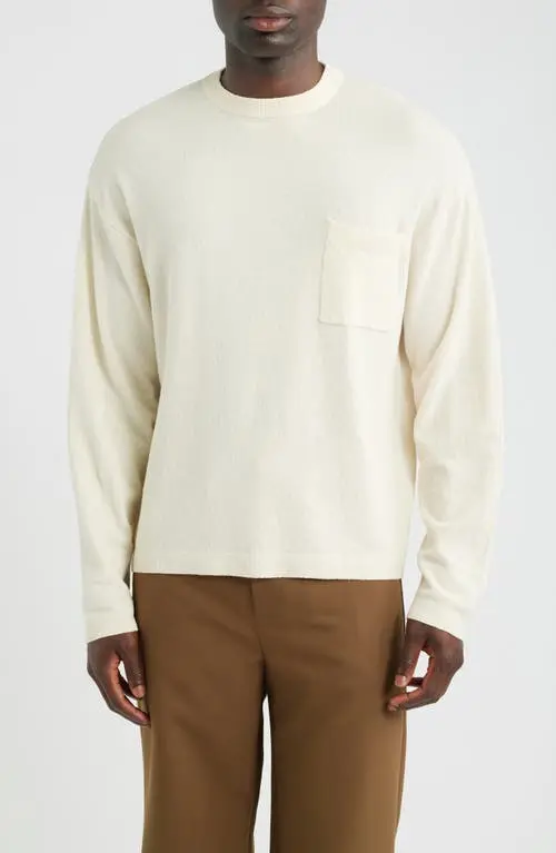 KROST Oversize Crepe Knit Cotton Blend Crewneck Sweater - Egret