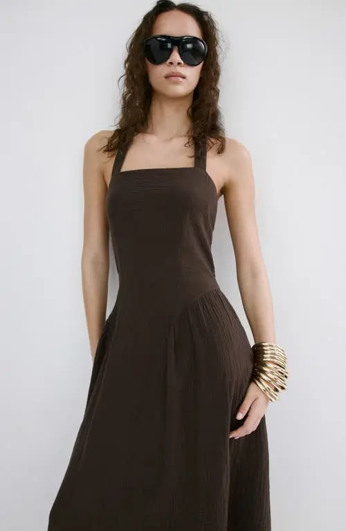 Mango Double Gazue Halter Maxi Dress