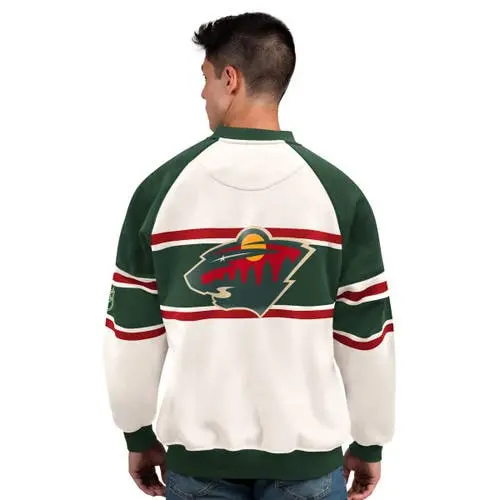 STARTER Minnesota Wild Defense Fleece Crewneck Sweatshirt - White