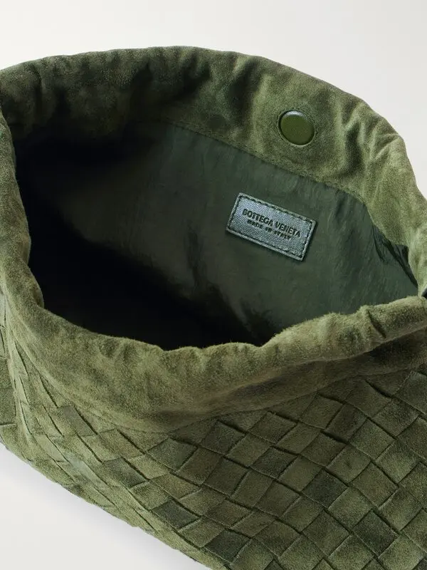 Bottega Veneta Intrecciato Suede Shoulder Bag - Green