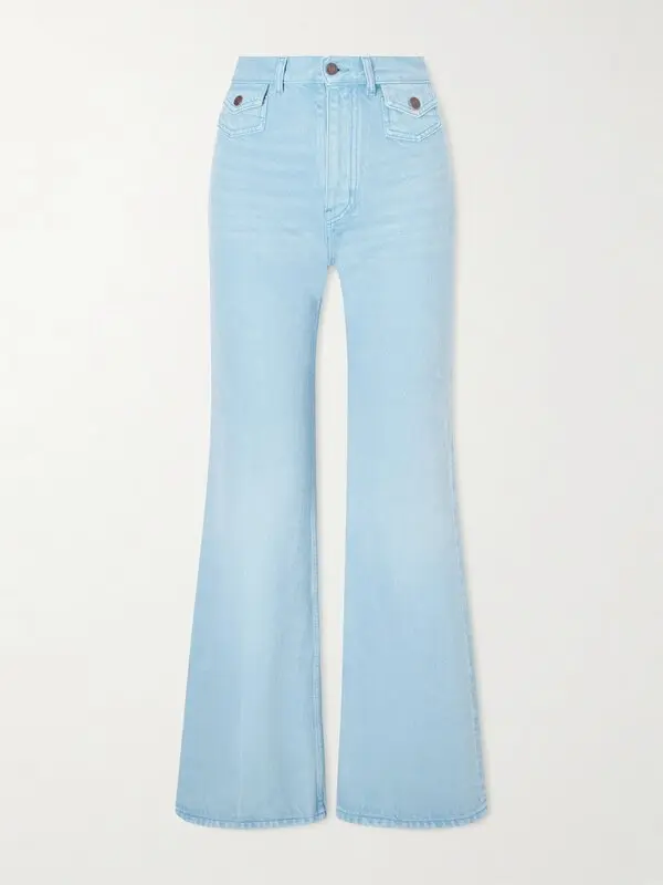 Chloé Mid-rise Embroidered Wide-leg Jeans - Blue
