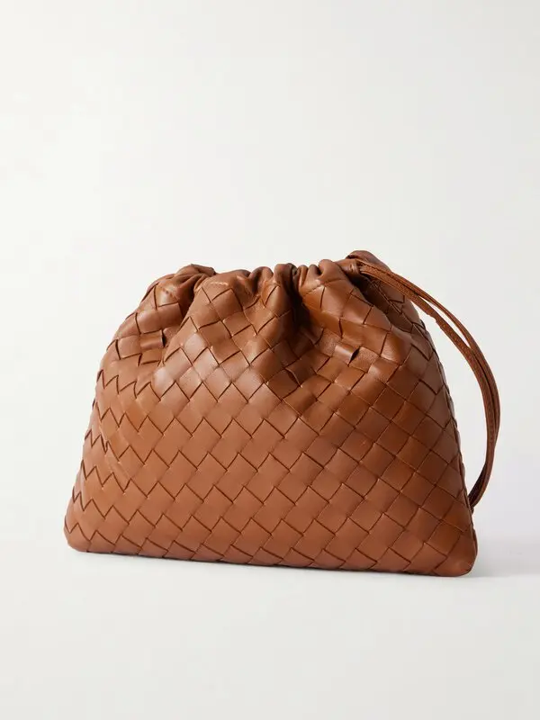 Bottega Veneta Intrecciato Leather Dustbag Shoulder Bag - Brown
