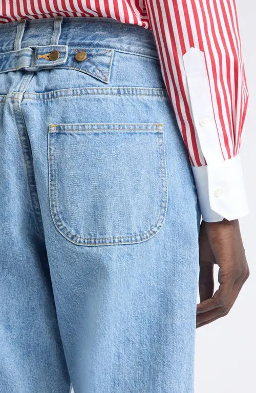 Thom Browne Backstrap Straight Leg Selvedge Denim Jeans