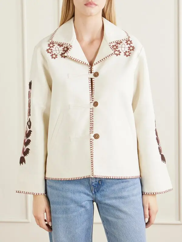 Alix Of Bohemia Western Cactus Embroidered Silk Jacket