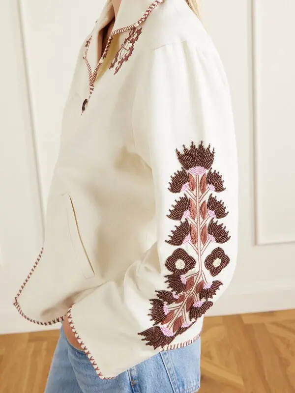 Alix Of Bohemia Western Cactus Embroidered Silk Jacket