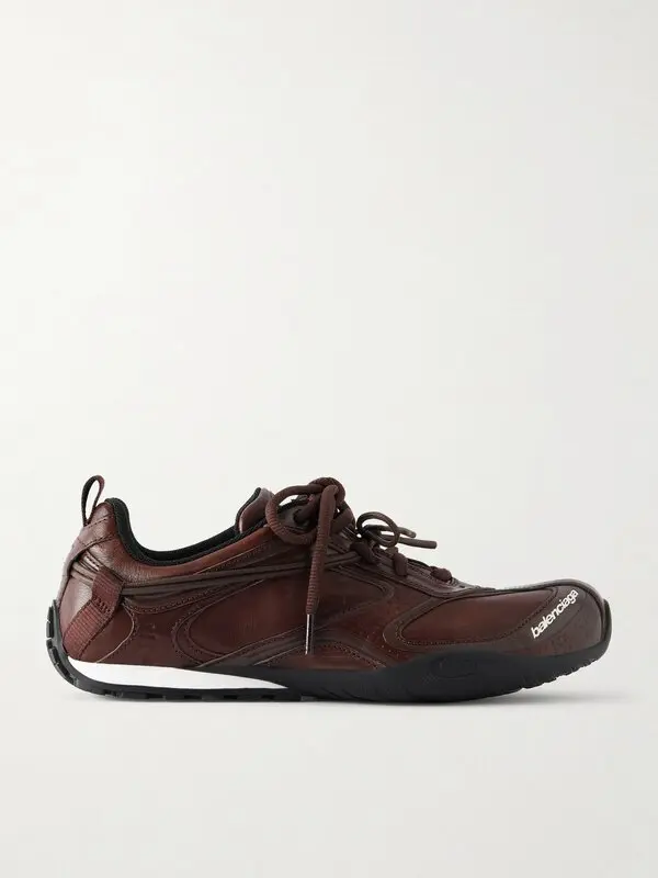 Balenciaga Radar Gradient Lines Leather Sneakers - Brown