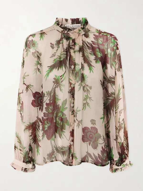 Alix Of Bohemia Floral-print Chiffon Blouse - Neutrals