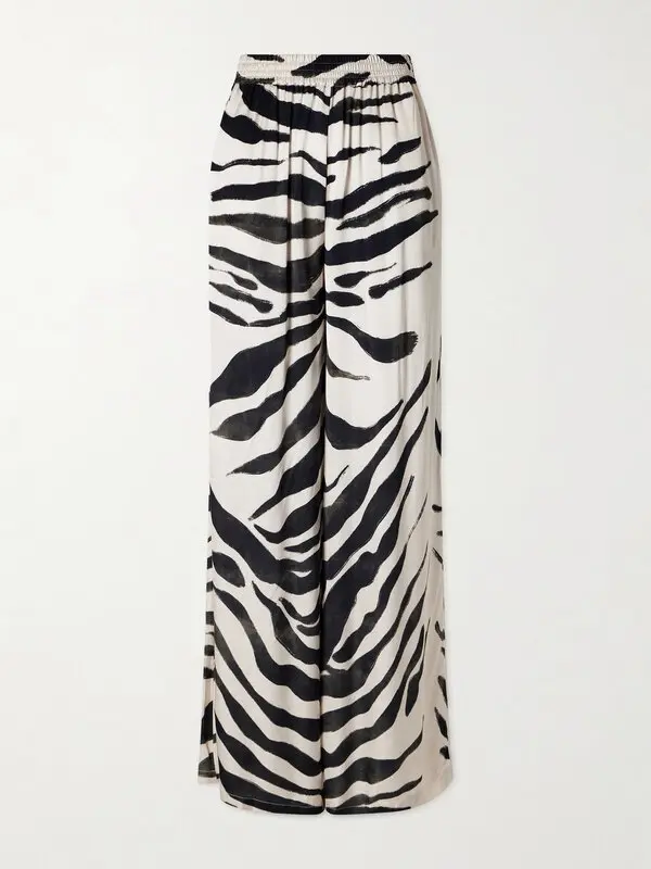 ANDRES OTALORA Tamu Mia Printed Satin Wide-leg Pants - White