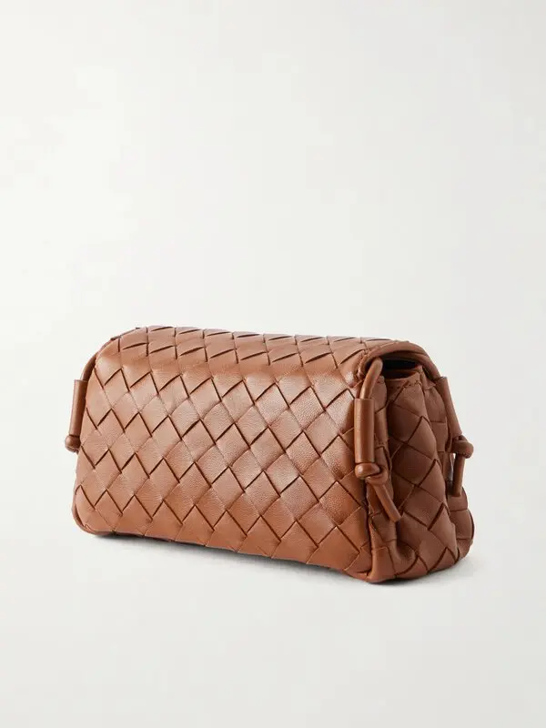 Bottega Veneta Notturno Intrecciato Leather Shoulder Bag - Brown